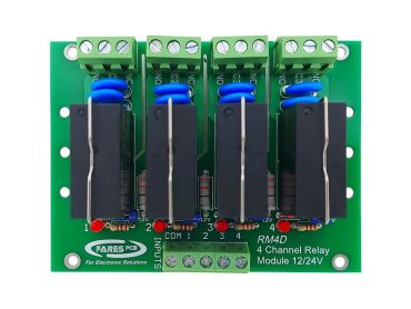 Industrial 4-Channel Relay Module (12/24V) RM4D – Fares PCB