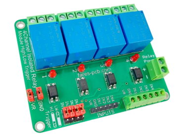 4-Channel High/Low Trigger Relay Module (24V) Opto-isolated RM424I – Fares PCB