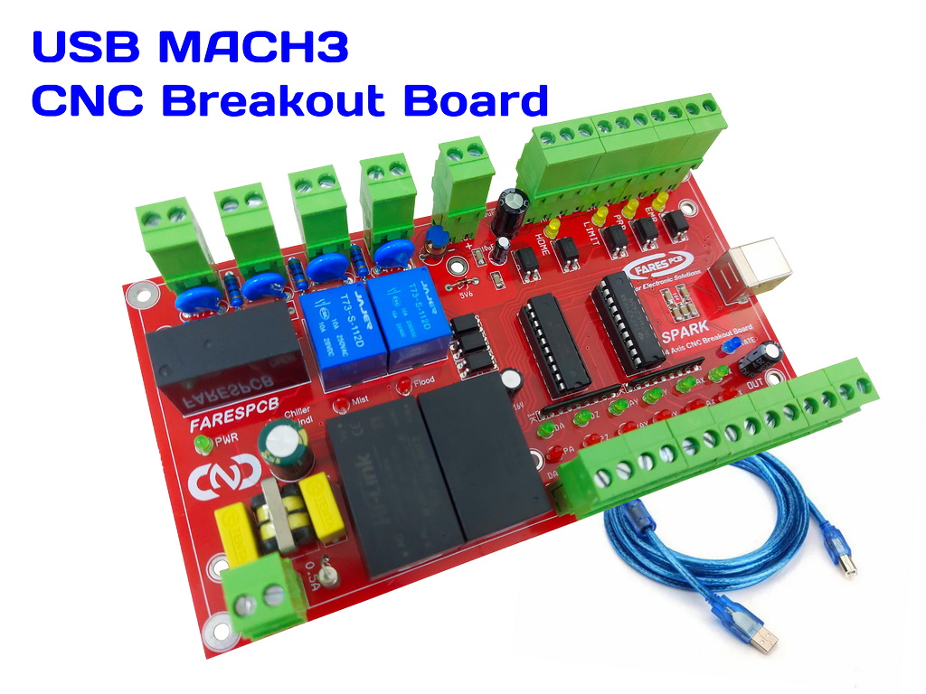 4 Axes USB-Controlled CNC Breakout Board (Spark) – Fares PCB